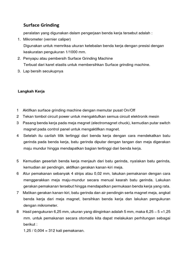 Surface Grinding Sop | PDF
