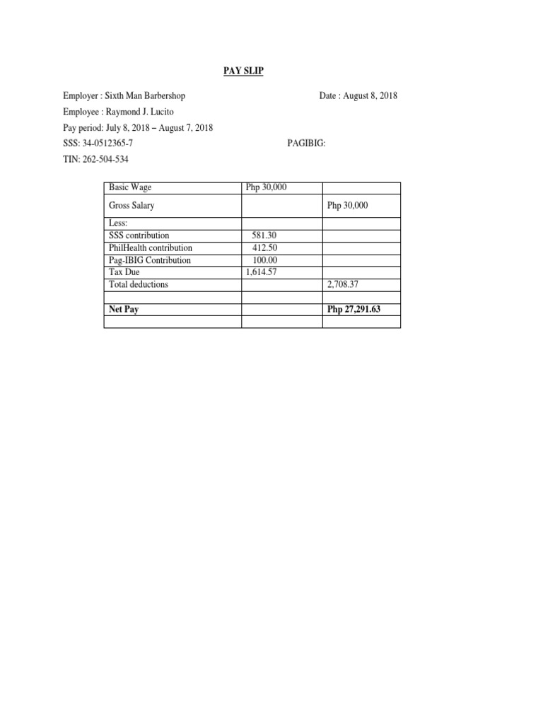 Payslip Format Example | PDF | Salary | Employment Compensation