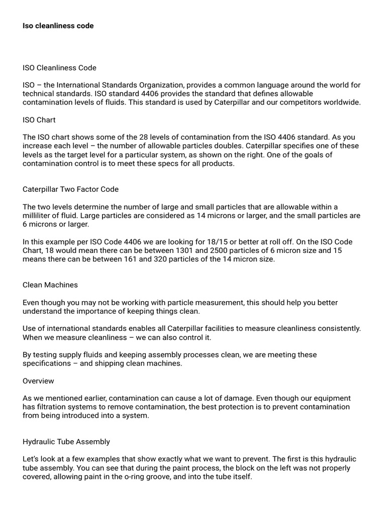 Iso Cleanliness Code | PDF | International Organization For ...