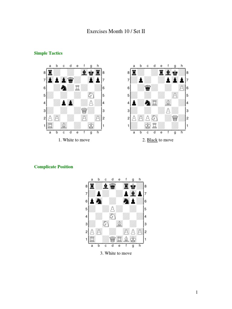 Exercises Month 10 / Set II: Simple Tactics | PDF