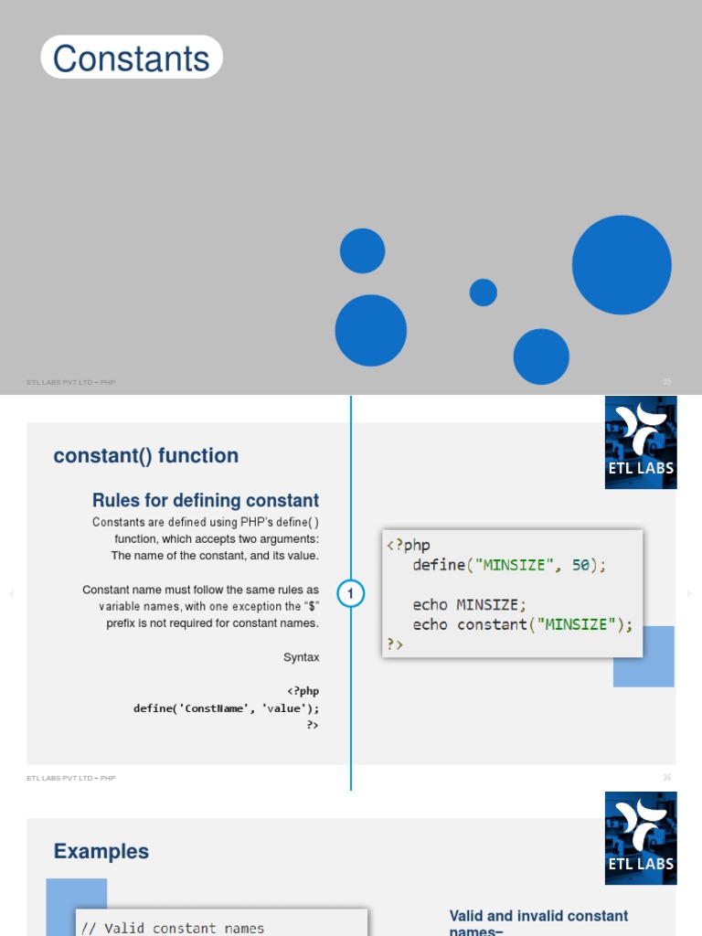Constants: Etl Labs PVT LTD - PHP | PDF