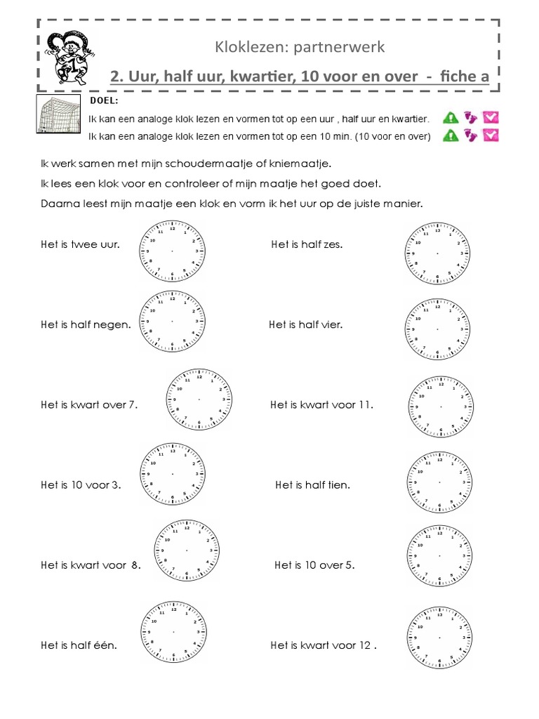 Klok Uur en Half Uur Fiche A PDF | PDF