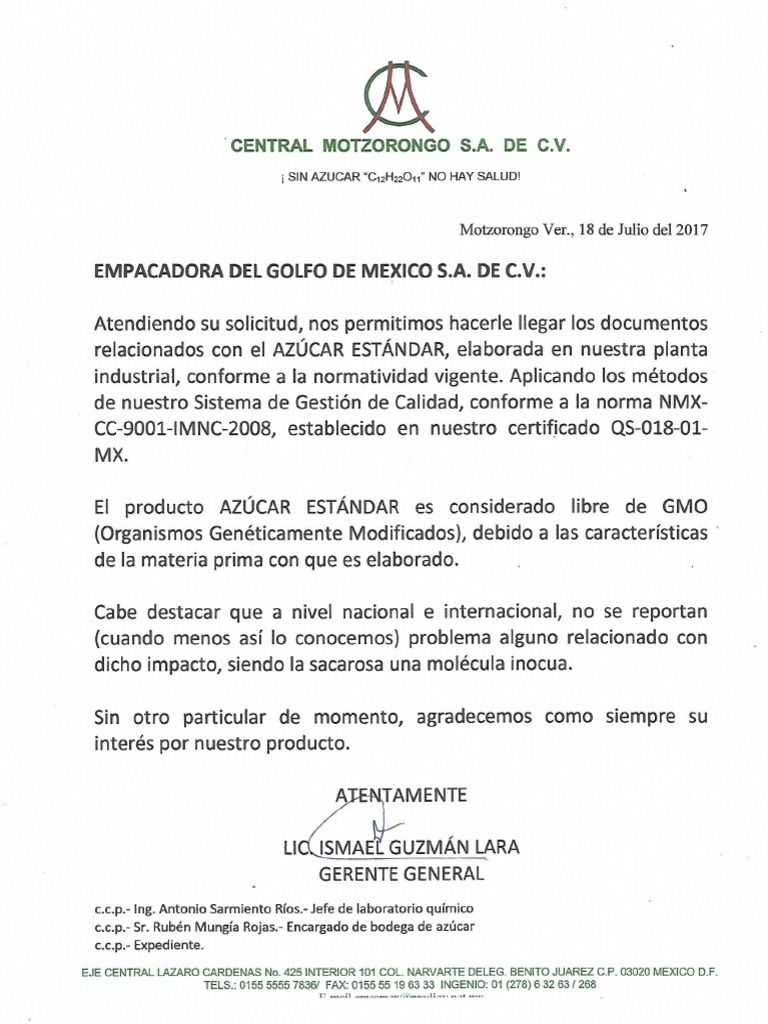 Declaración de OGM PDF | PDF