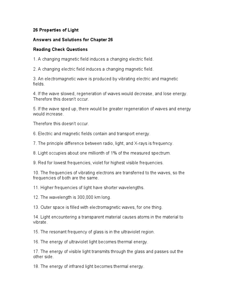 Chapter 26 Solutions PDF | Download Free PDF | Electromagnetic Spectrum | Light