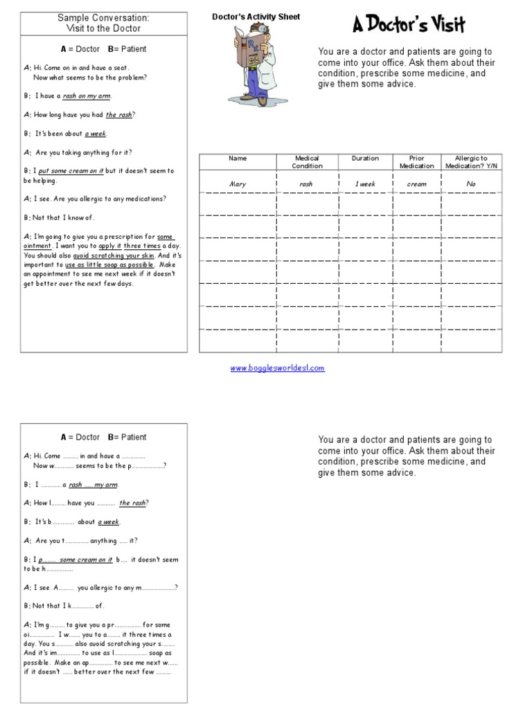 Visit To The Doctor Role Play | PDF | Medical Prescription | Medical ...