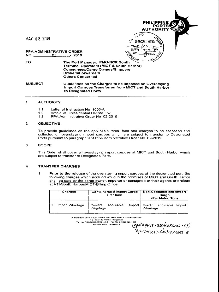 Philippine Ports Authority AO 003-2019