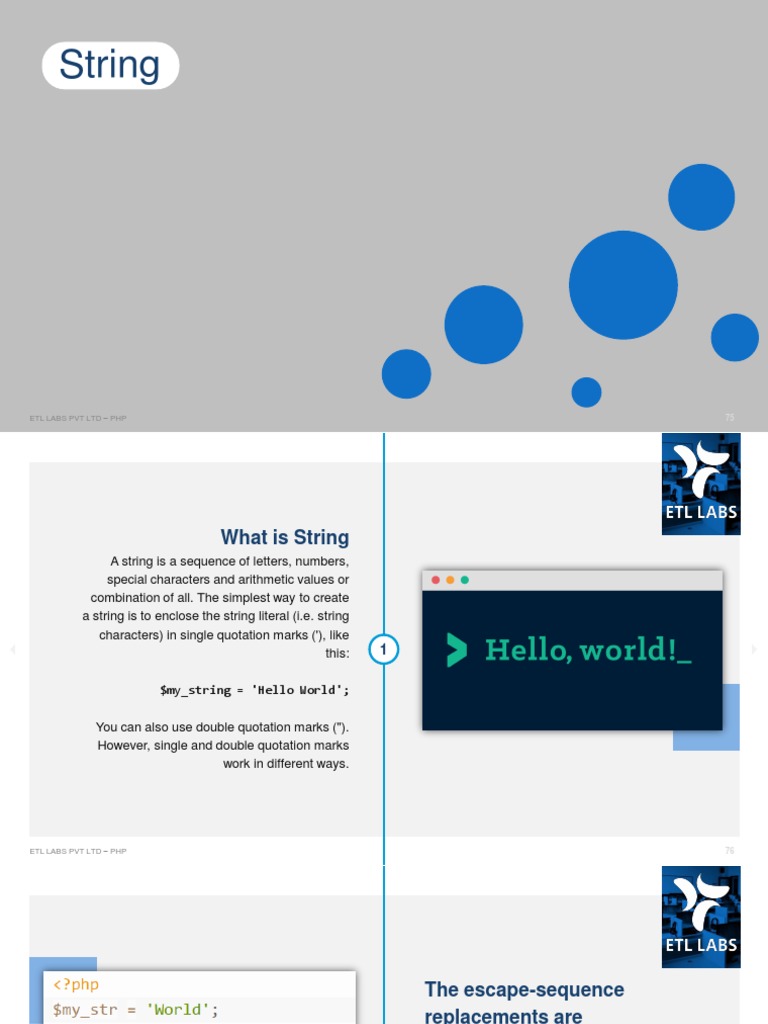 String: Etl Labs PVT LTD - PHP | PDF | Encodings | Computer Programming