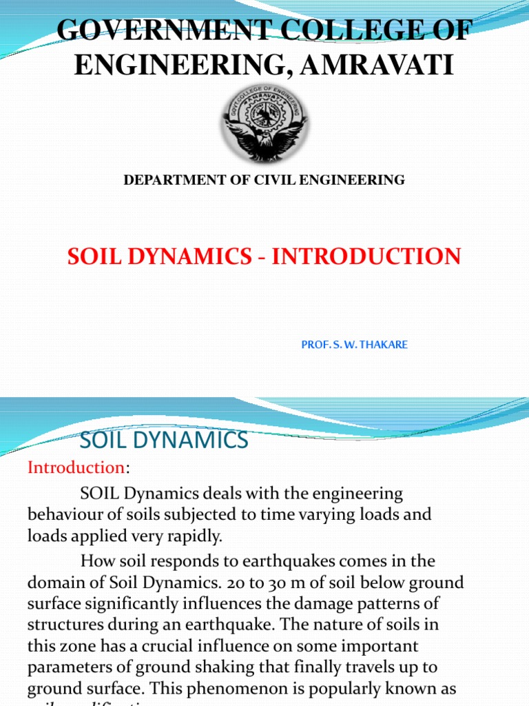 Government College of Engineering, Amravati: Soil Dynamics ...