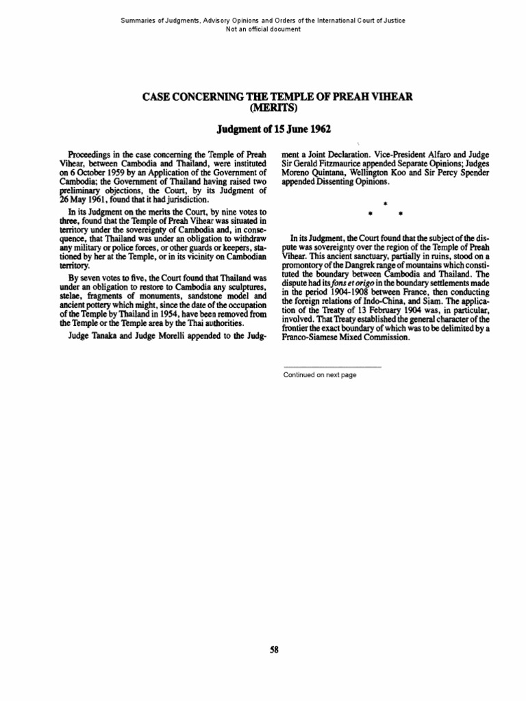 Preah Vihear Temple Case PDF | PDF