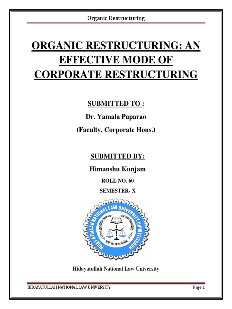 Organic Restructuring: An Effective Mode of Corporate Restructuring | PDF | Share Repurchase ...