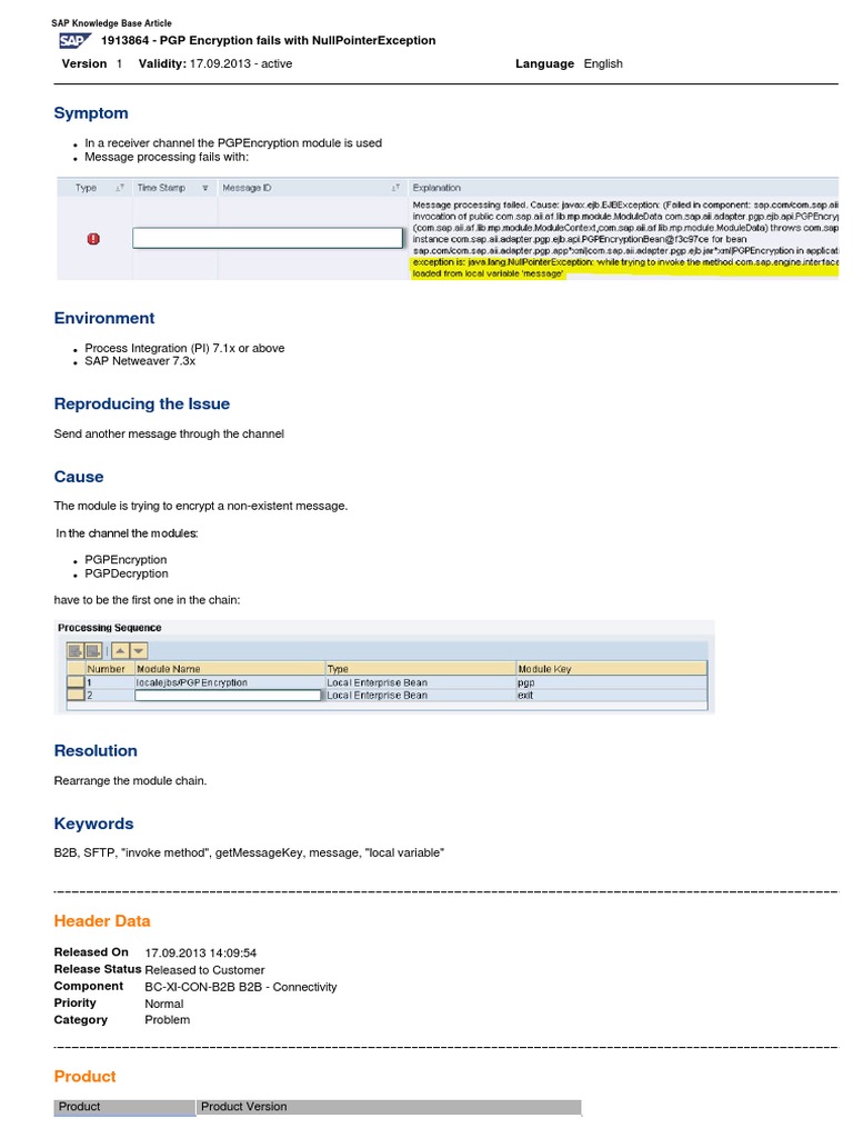 PGP Encryption Fails With NullPointerException | PDF