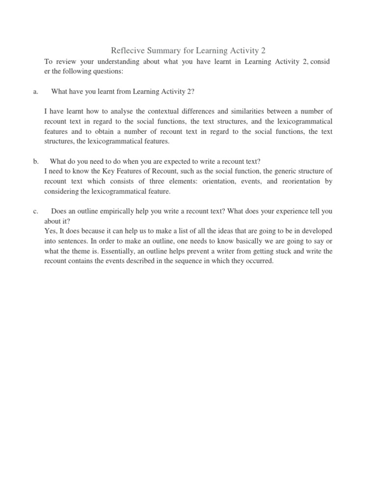 Reflecive Summary For Learning Activity 2 | PDF | Career & Growth