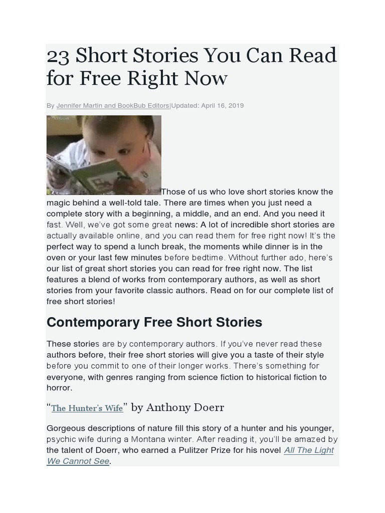 23 Short Stories You Can Read for Free Right Now