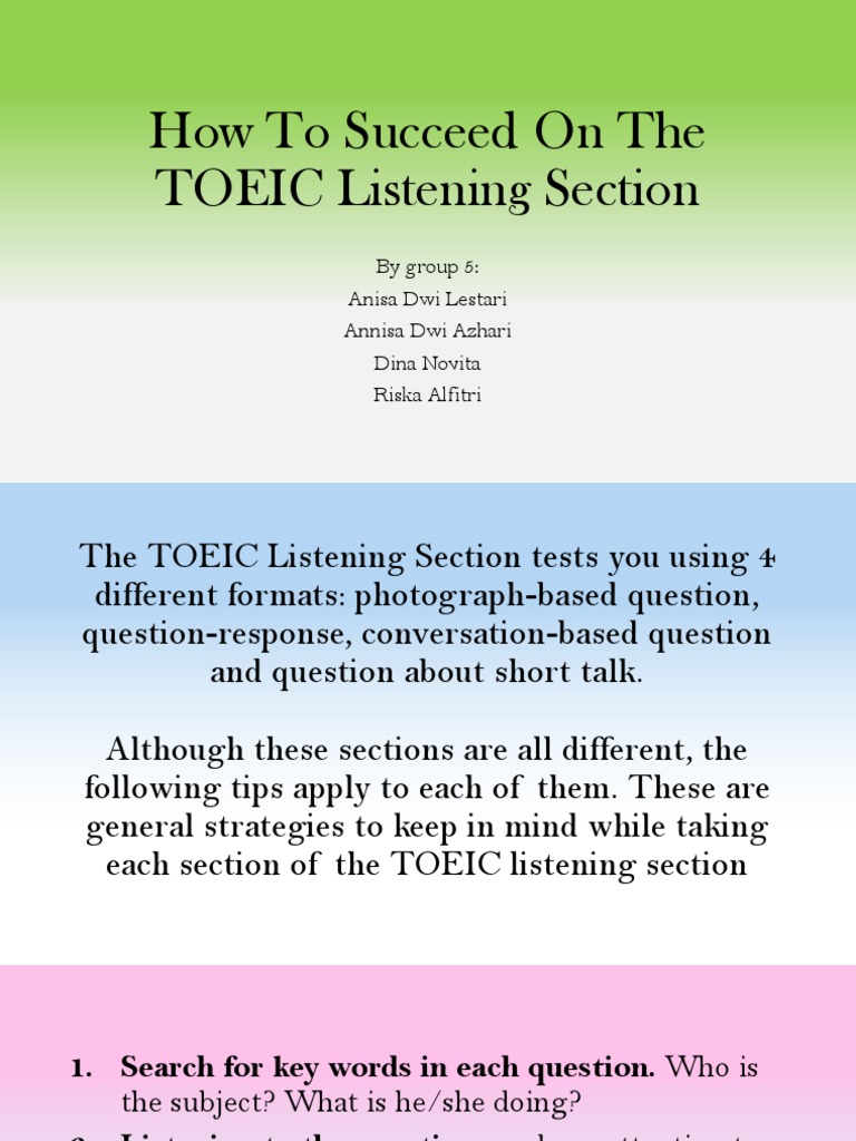 How To Succed On The TOEIC Listening Section | PDF
