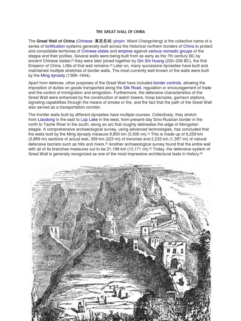 The History of Great Wall of China | PDF