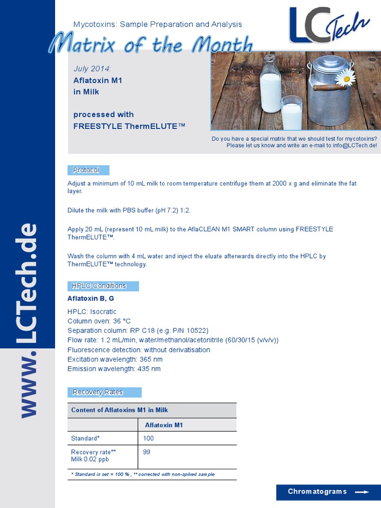 LCTech MDM Juli14 Milk en | PDF | High Performance Liquid Chromatography | Laboratory Techniques