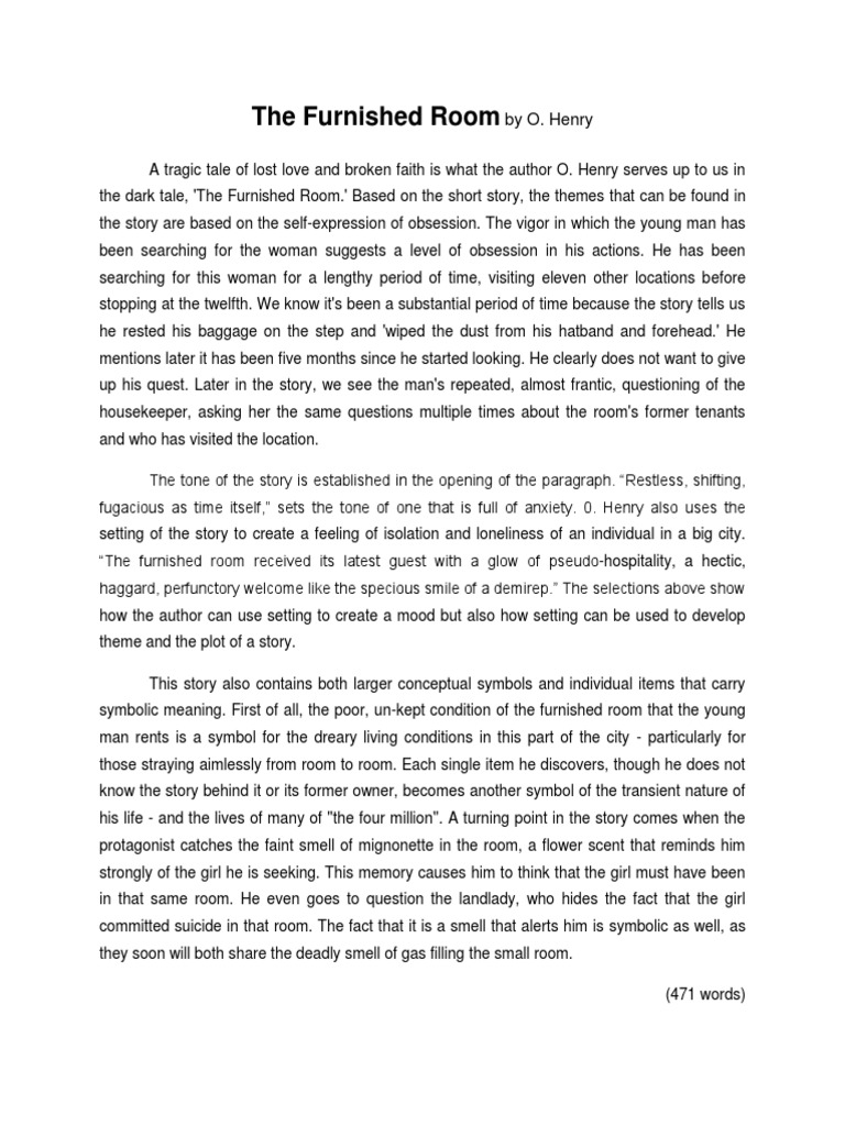 O. Henry's "The Furnished Room" Analysis | PDF