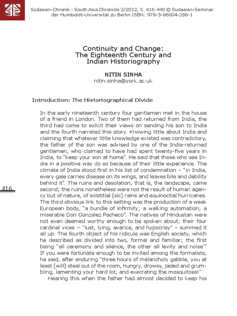 Nitin Sinha (Continuity and Change PDF | PDF | Mughal Empire | Colonialism