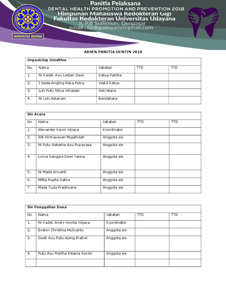 Absen Panitia Dentin 2018 | PDF
