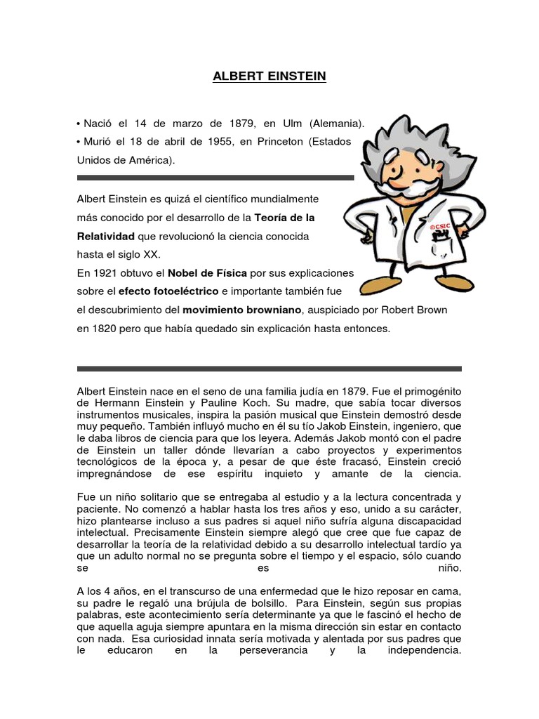 Vida y legado de Albert Einstein | PDF | Albert Einstein | Science