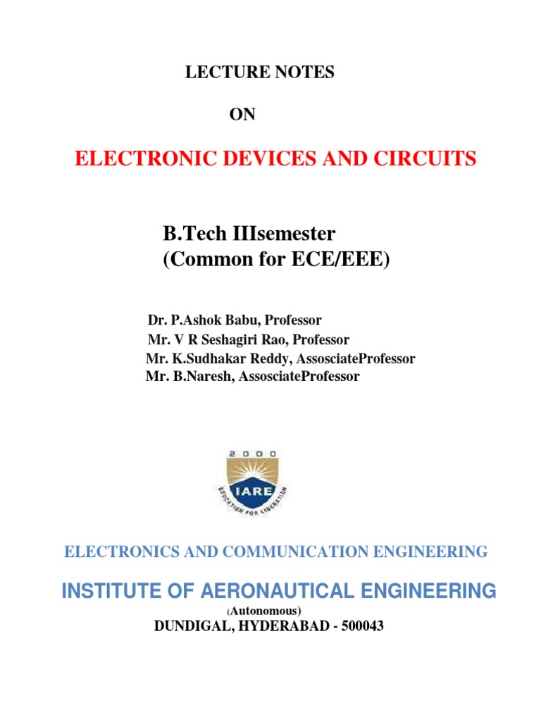 Iare - Ece - Edc Notes PDF | PDF | P–N Junction | Diode Iare - Ece - Edc Notes PDF | PDF | P–N Junction | Diode