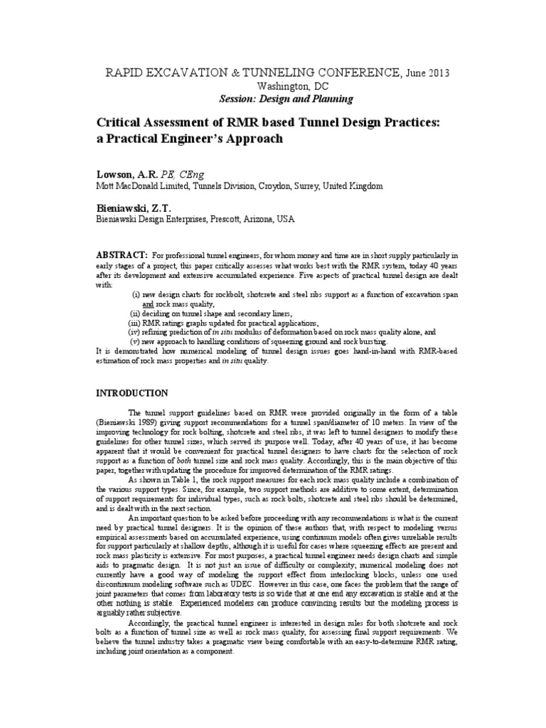 06lowson Bieniawski RETC 13 PDF | PDF | Strength Of Materials | Solid ...