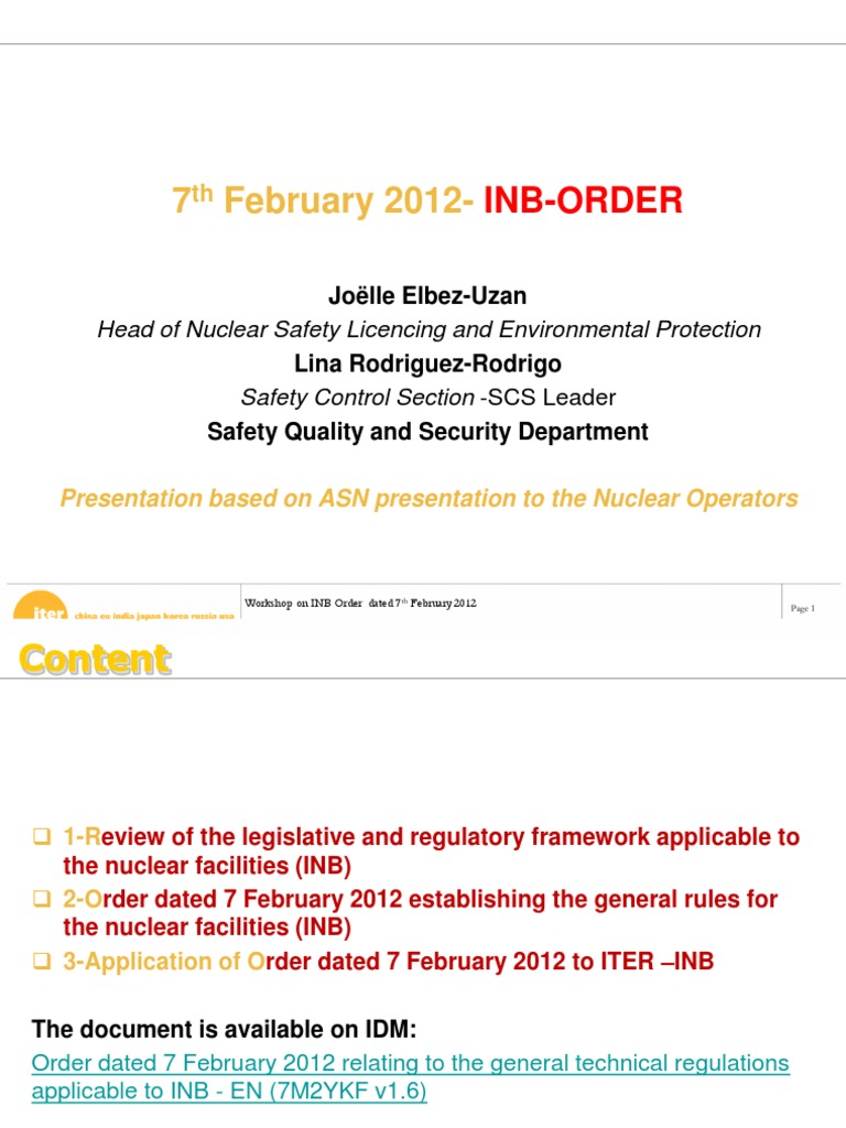 INB Order Workshop | Download Free PDF | Nuclear Safety And Security ...