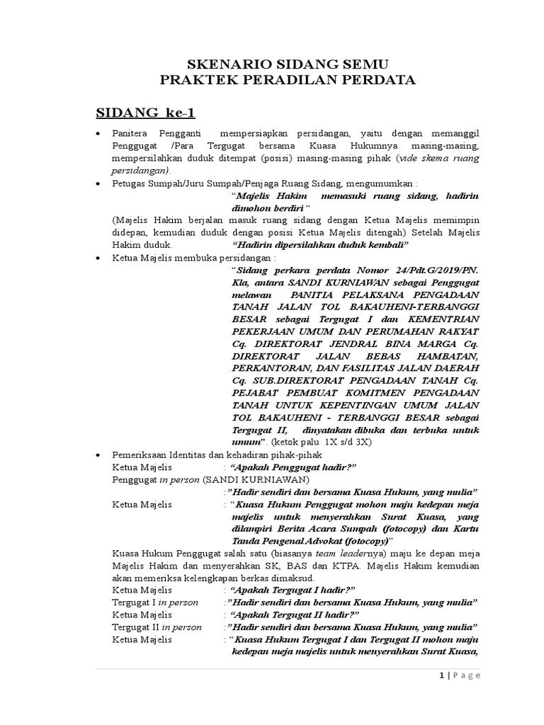 Skenario Sidang Semu Fix | PDF