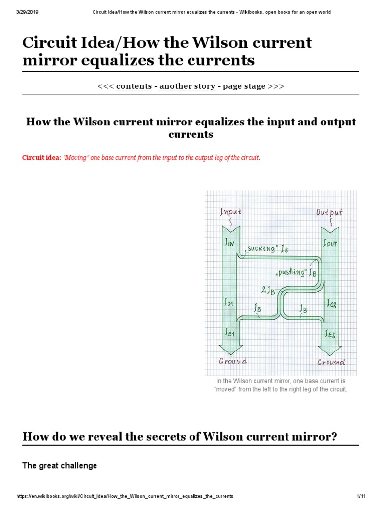 Circuit Idea - How The Wilson Current Mirror Equalizes The Input and ...