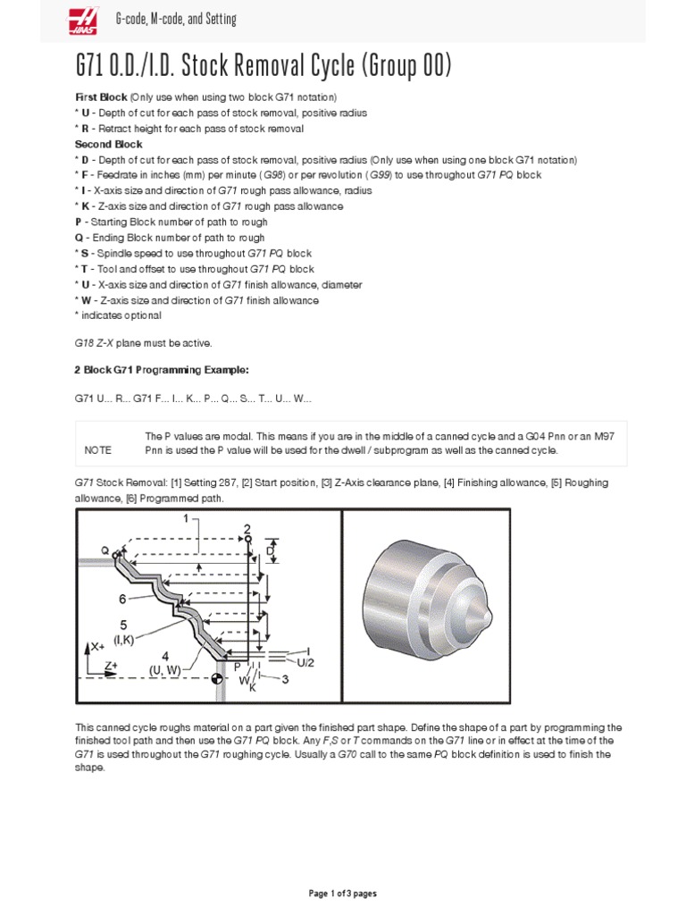 G-code Stock Removal Cycle (G71 | PDF | Cartesian Coordinate System ...