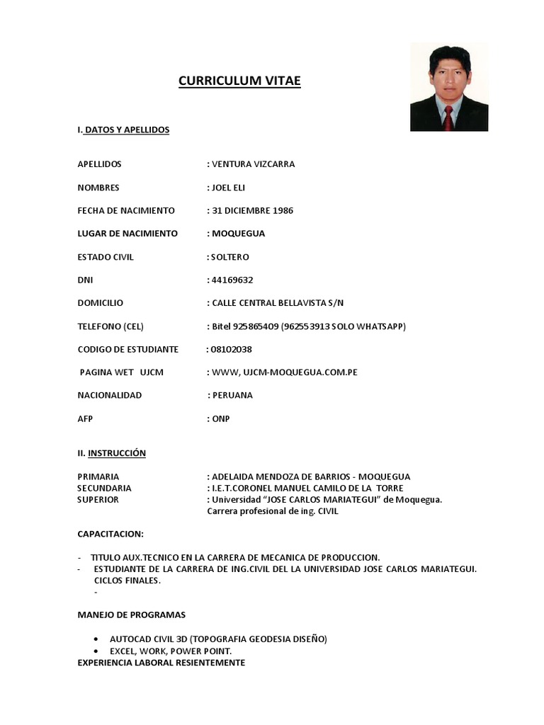 Curriculum Vitae Joel Empresa - Prosegur PDF | PDF