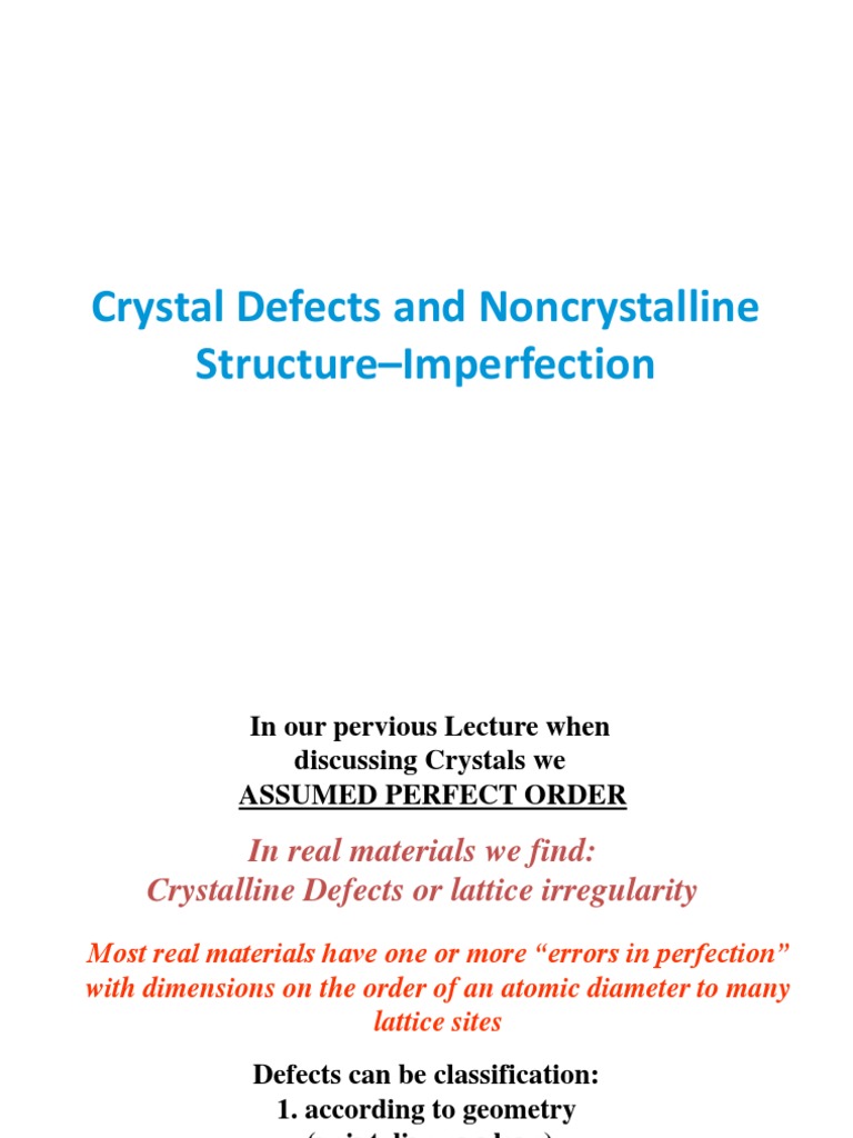Unit II Crystal Imperfections | PDF | Dislocation | Crystallographic Defect