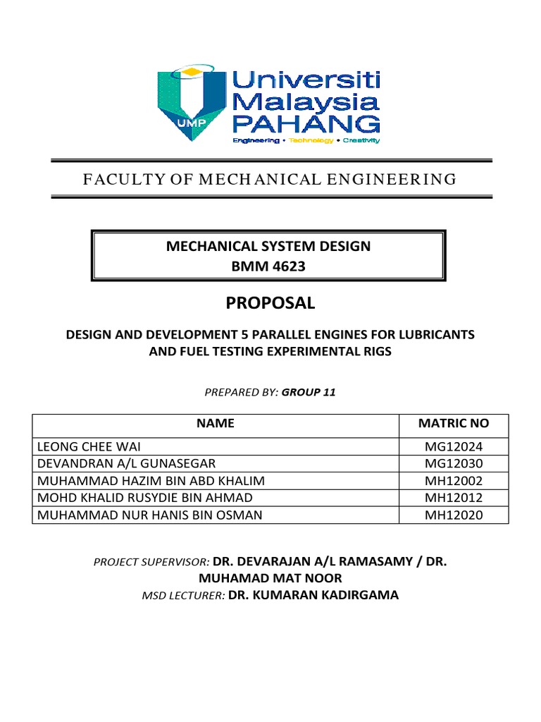 Engineering Student Project Proposal | PDF | Internal Combustion Engine ...