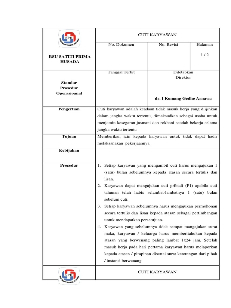 Sop Cuti Karyawan | PDF