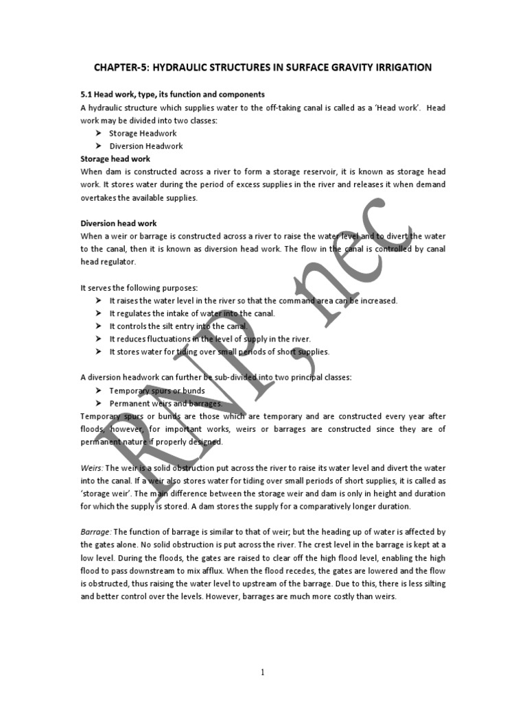 Chapter - 5 - Hydraulics Structure PDF | PDF | Soil Mechanics | River
