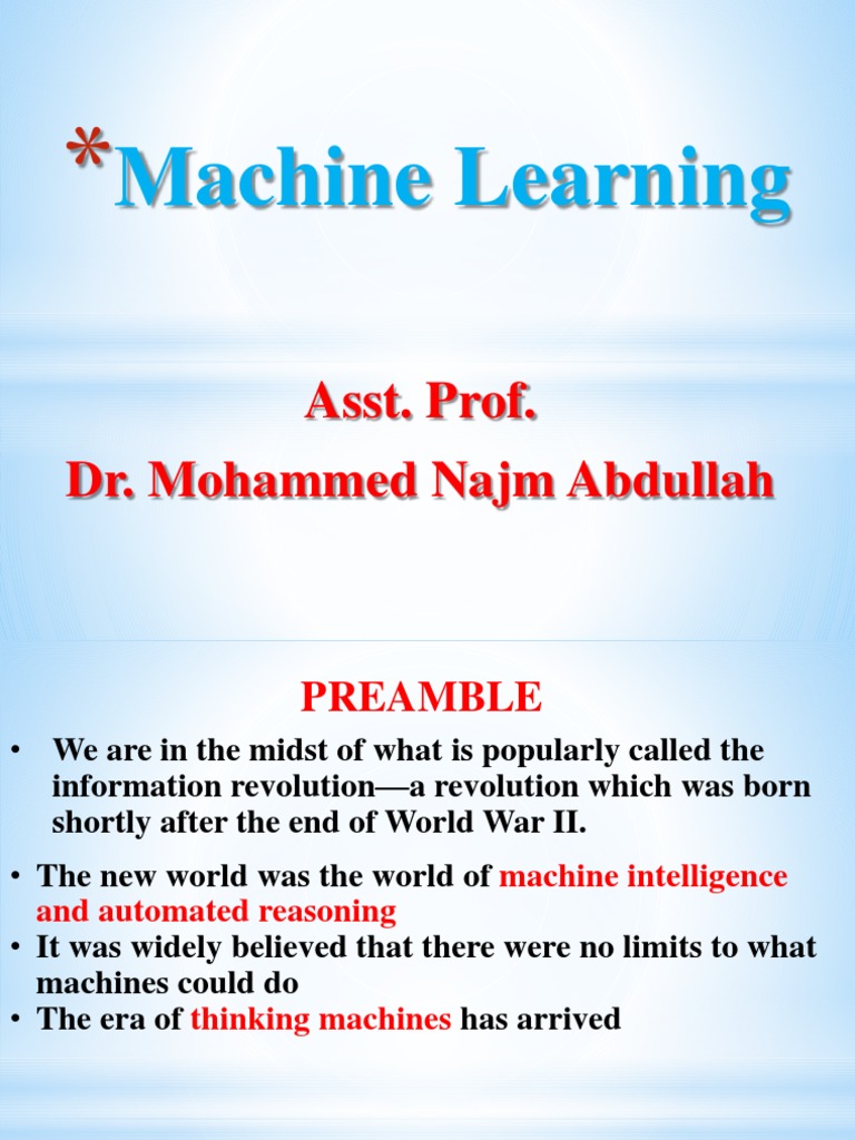 Introduction To Machine Learning | PDF | Machine Learning | Artificial ...