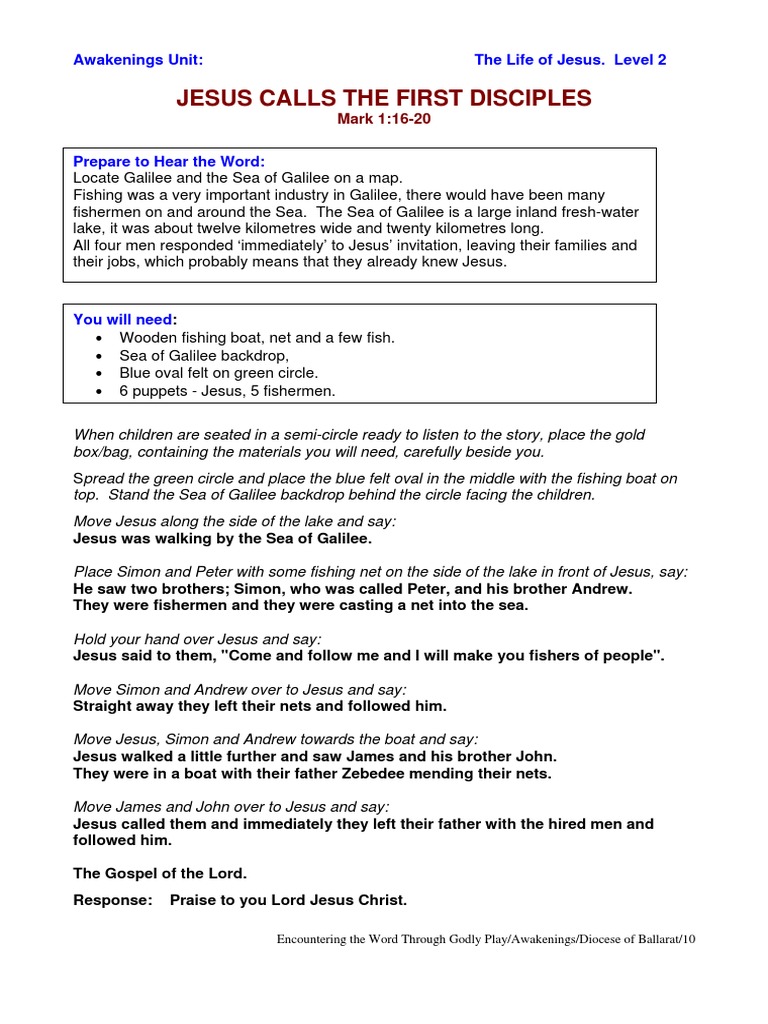 Jesus Calls The First Disciples | PDF | Gospel Of Mark | Disciple ...
