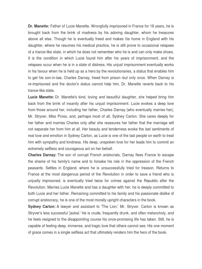 Character Guide for 'A Tale of Two Cities' | PDF | A Tale Of Two Cities ...