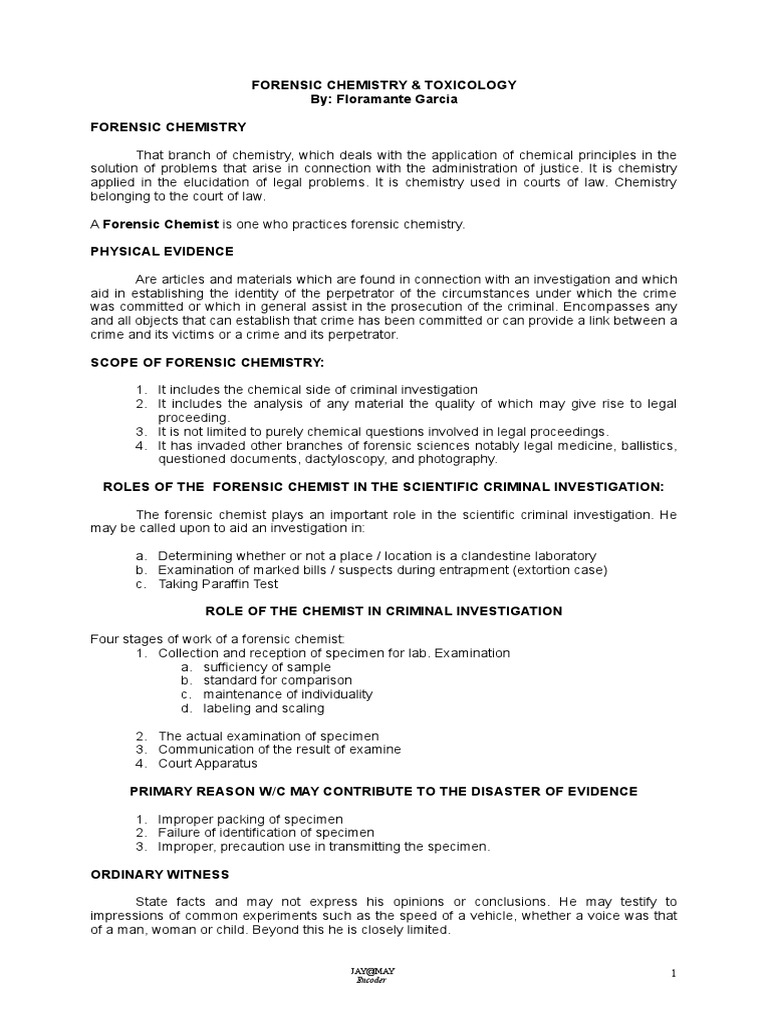Notes in Forensic Chemistry | PDF | Hair | Blood Type