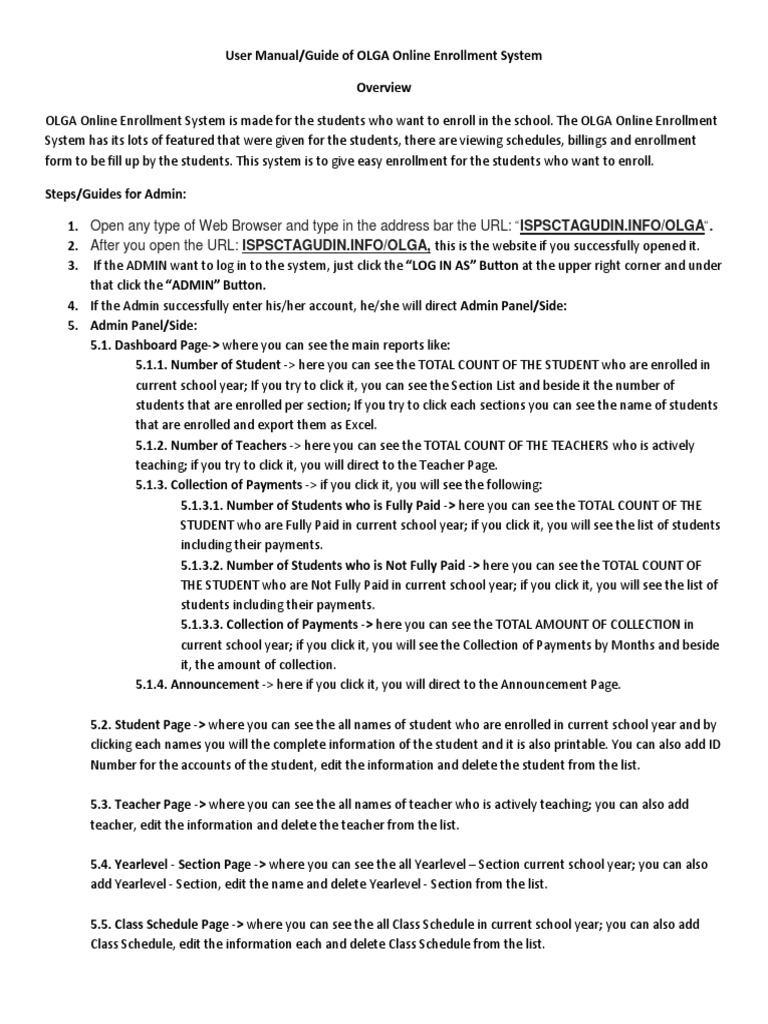 User Manual of OLGA Online Enrollment System | PDF | Human–Computer ...