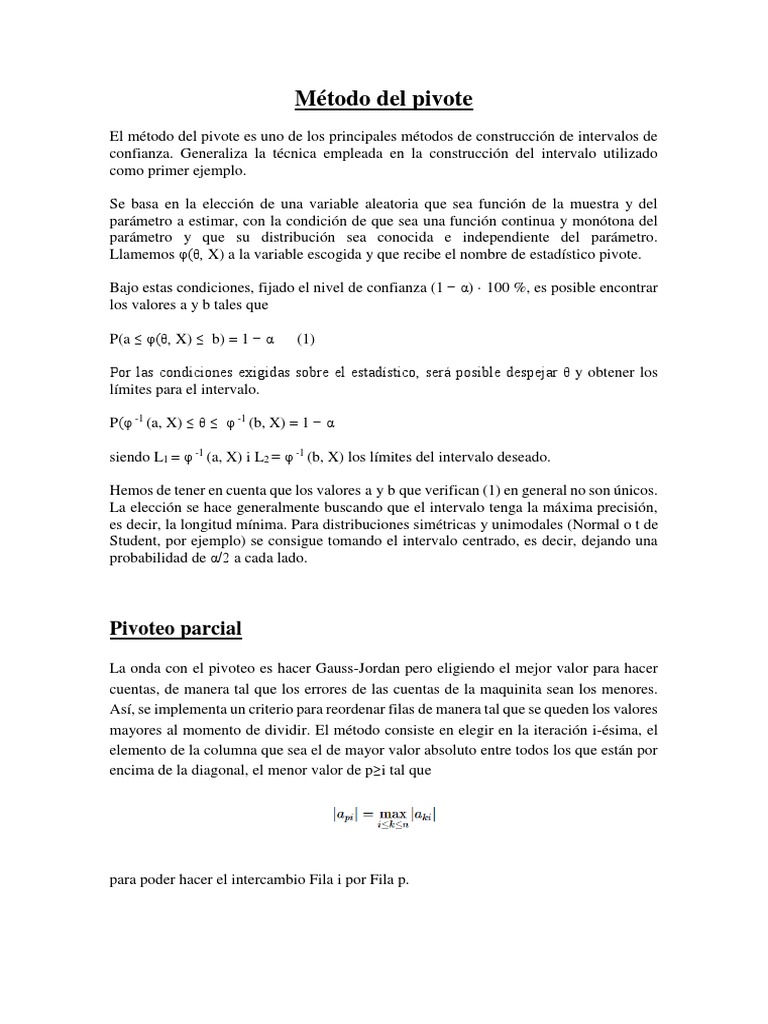 Método Del Pivote | PDF | Intervalo (Matemáticas) | Matriz (Matemáticas)