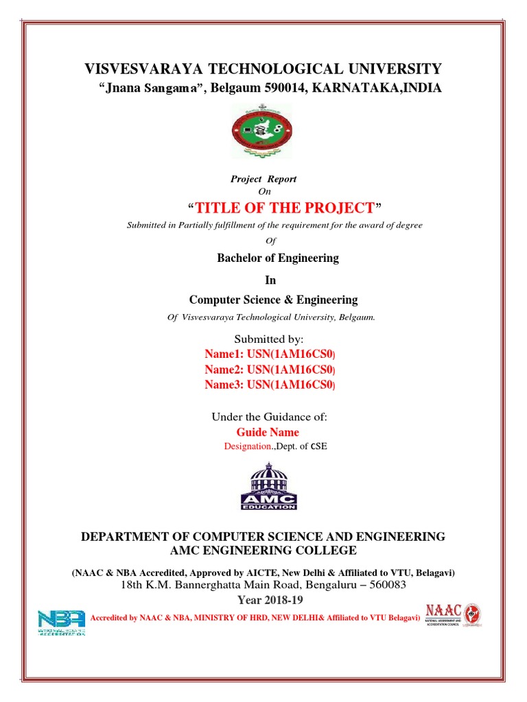 Visvesvaraya Technological University ": Title of The Project | PDF ...