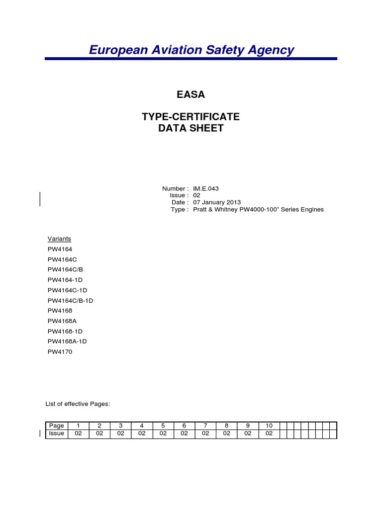 Easa TCDS | PDF | Engines | Mechanical Engineering