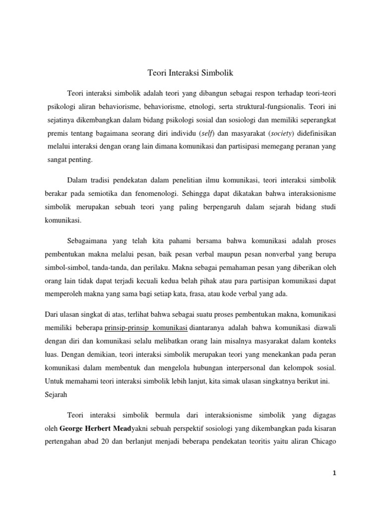 Teori Interaksi Simbolik | PDF