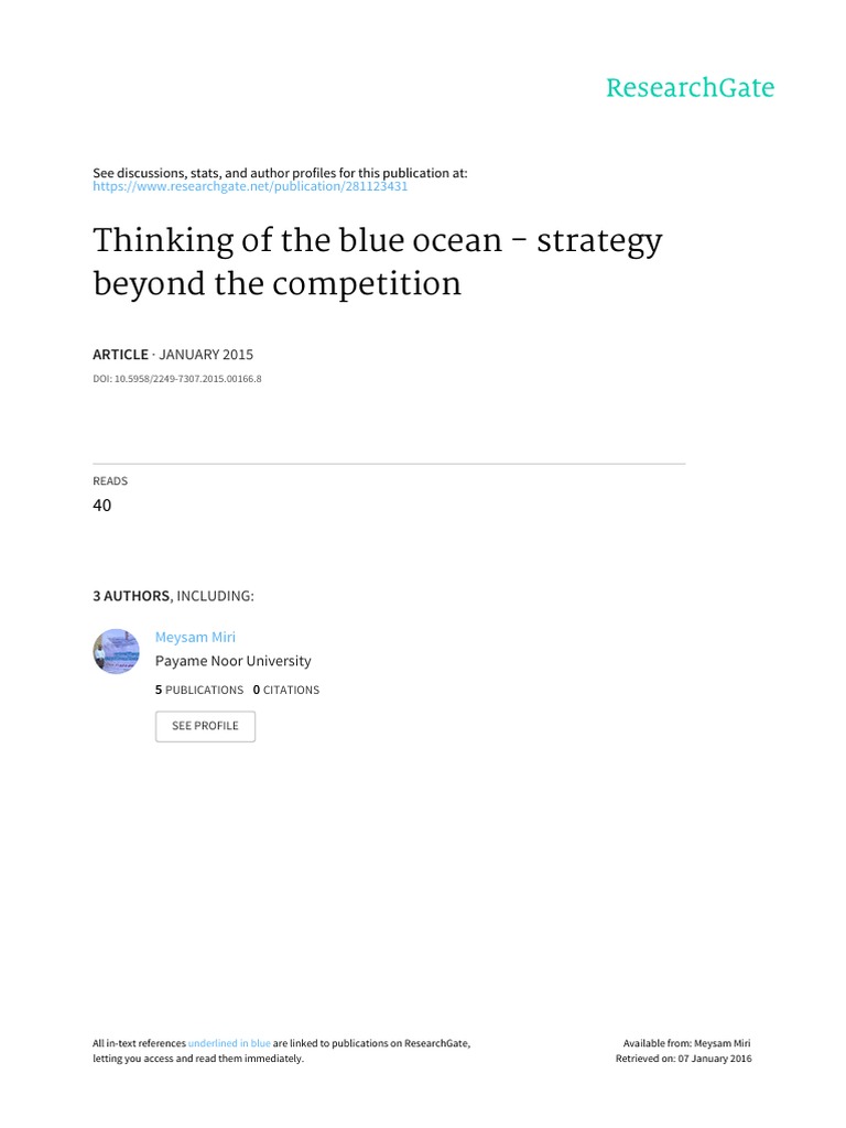 Thinking of Blue Ocean Strategy | PDF | Strategic Management | Innovation