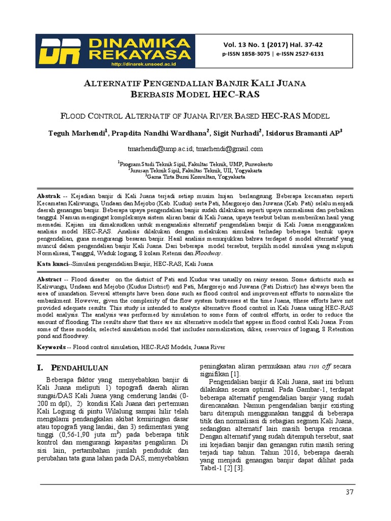 Alternatif Pengendalian Banjir Kali Juana Berbasis Model Hec-Ras PDF | PDF | Bodies Of Water ...