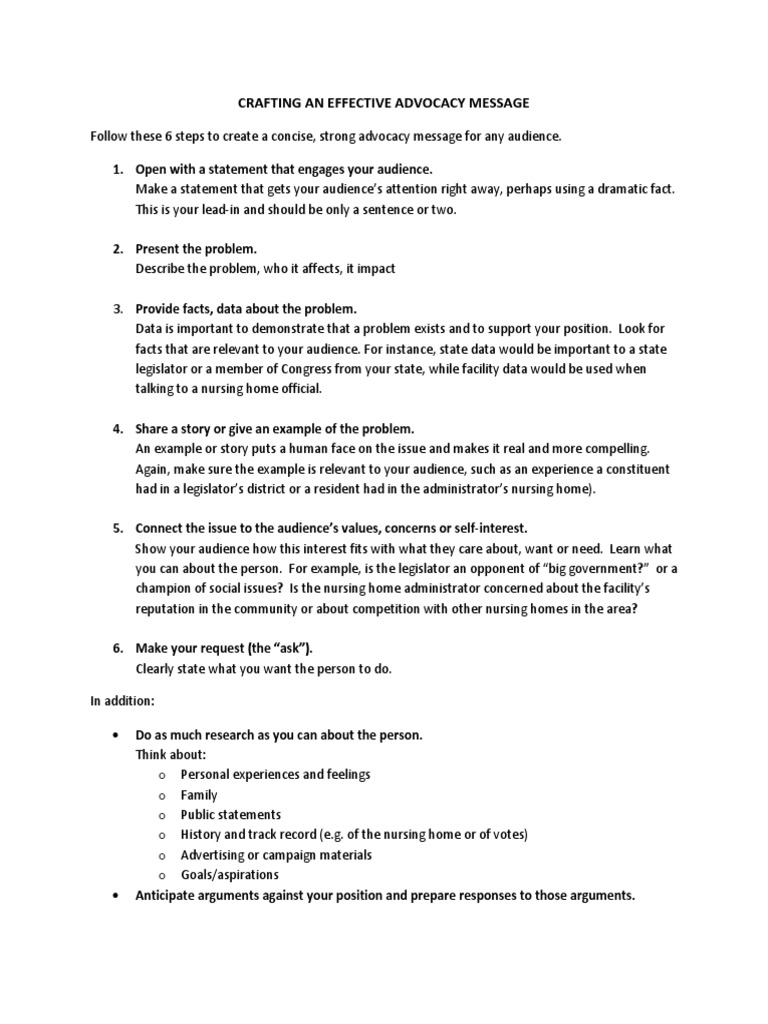 Crafting An Effective Advocacy Message Han | PDF | Nursing Home Care ...