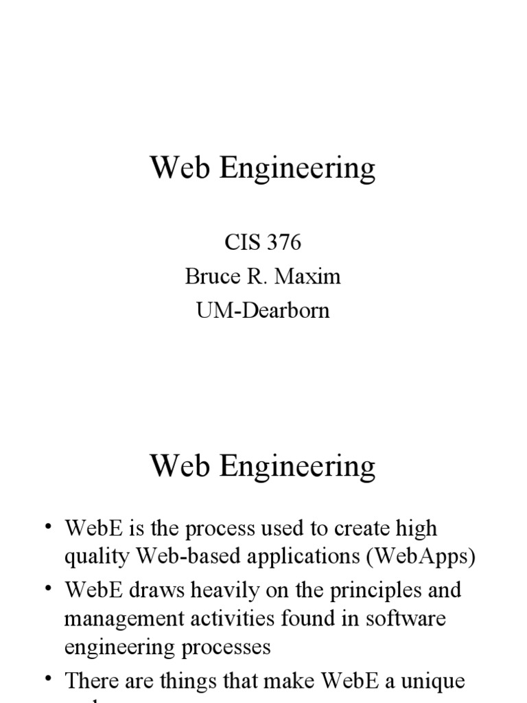 Web Engineering: CIS 376 Bruce R. Maxim UM-Dearborn | PDF | Web ...