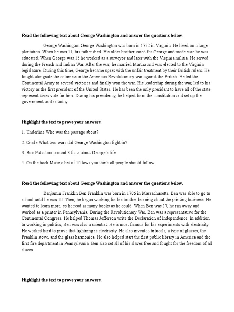 Lesson Three Foundingfathers Reading | PDF | George Washington ...