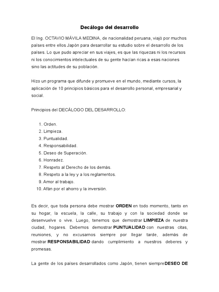 Decálogo del Desarrollo de Octavio Mávila | PDF | Capitalismo | Ahorro